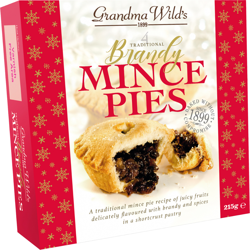 Holleys Fine Foods | GRANDMA WILD'S 4 Brandy Mince Pies 215g
