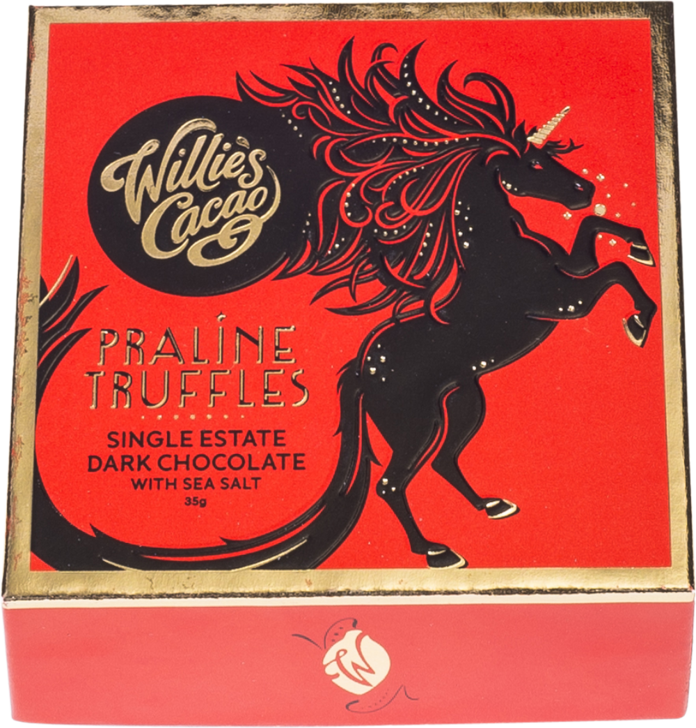 Willie's Cacao Praline Truffles - Dark Chocolate with Sea Salt 35g | Holleys Fine Foods