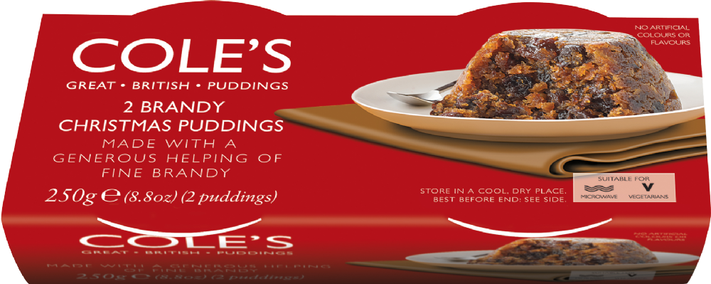 Cole's Puddings 2 Brandy Christmas Puddings (2x125g) | Holleys Fine Foods