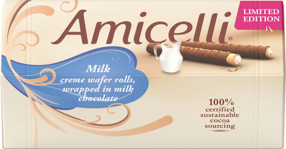 Holleys Fine Foods | AMICELLI Milk Creme Wafer Rolls in Milk Chocolate