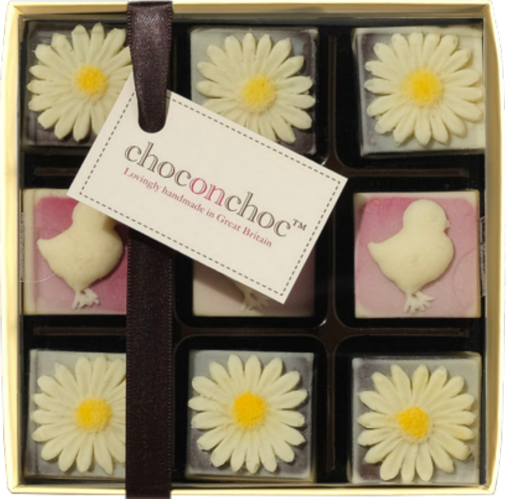 Holleys Fine Foods | CHOC ON CHOC Belgian Chocolate Chicks & Daisies 90g