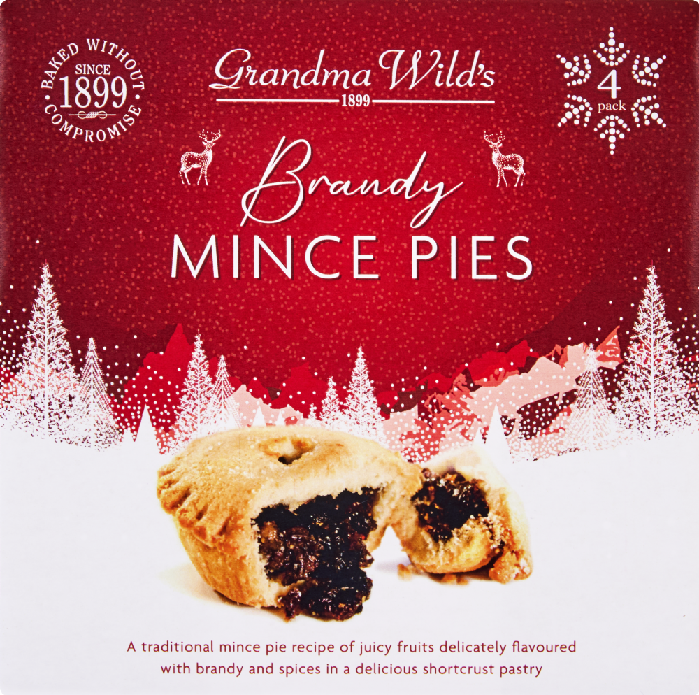 Grandma Wild's 4 Brandy Mince Pies 232g | Holleys Fine Foods